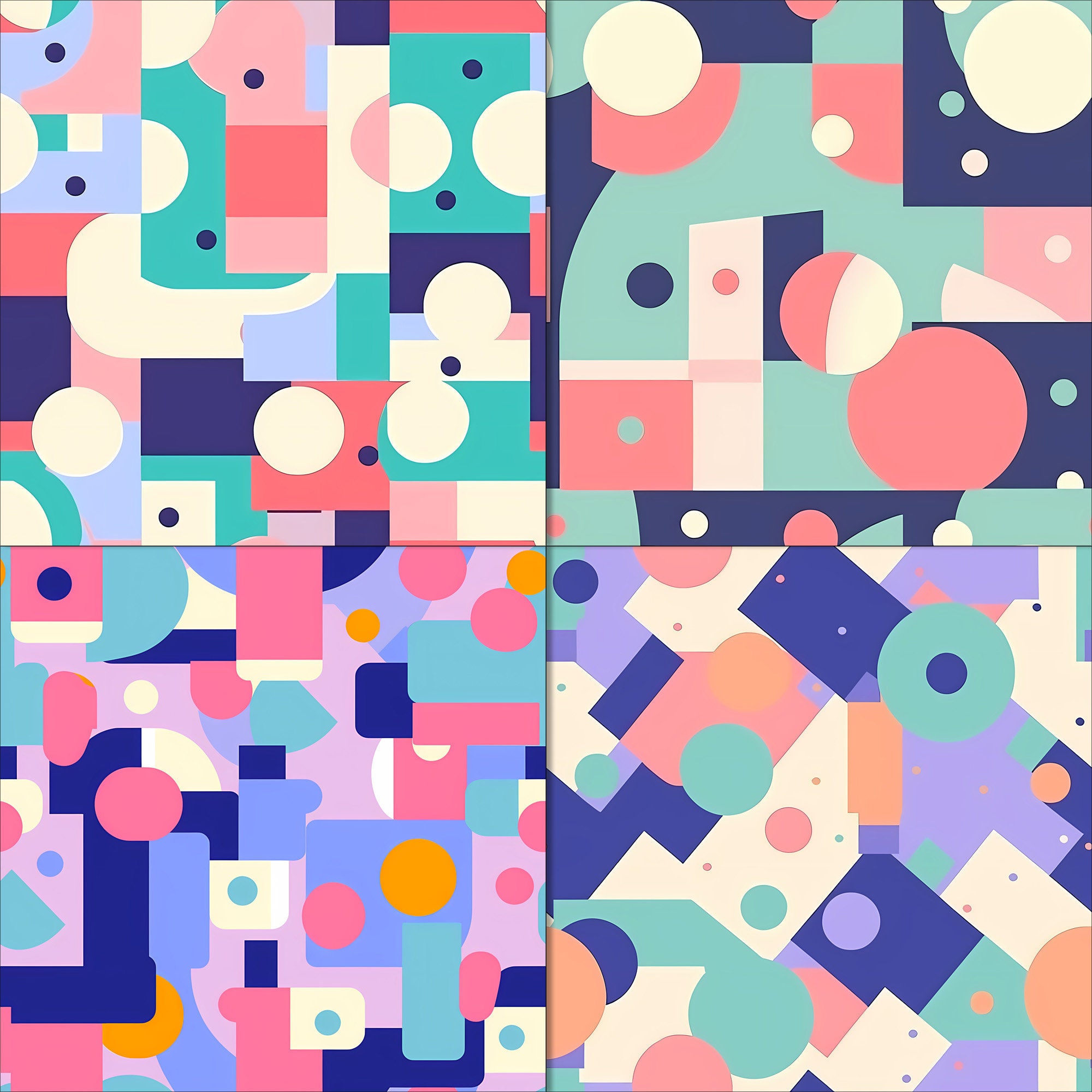 20 Seamless 80s/90s Patterns, Retro Pastel Shapes, Digital Papers ...