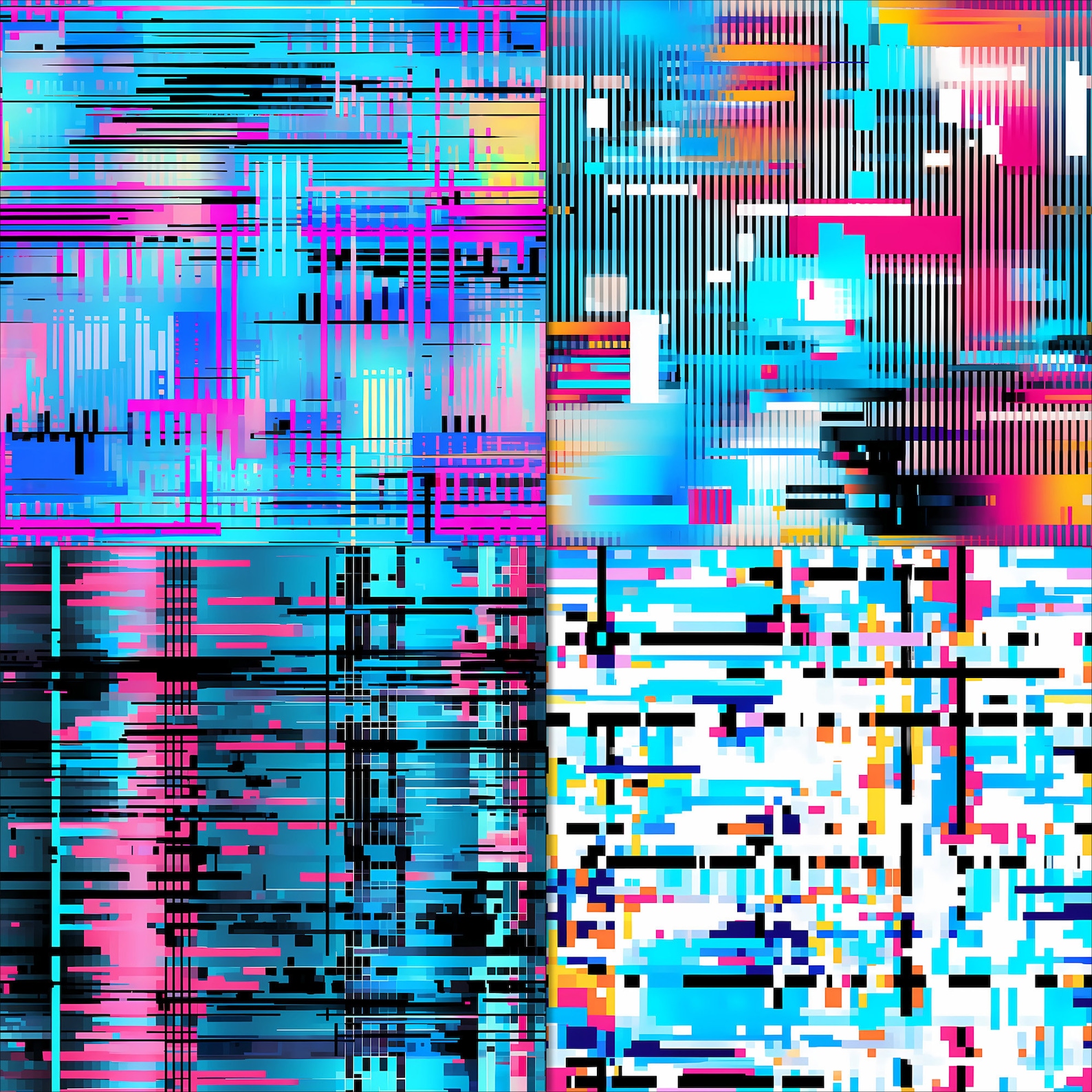20 Seamless Digital Glitch Patterns - Matrix and Broken Electronics ...