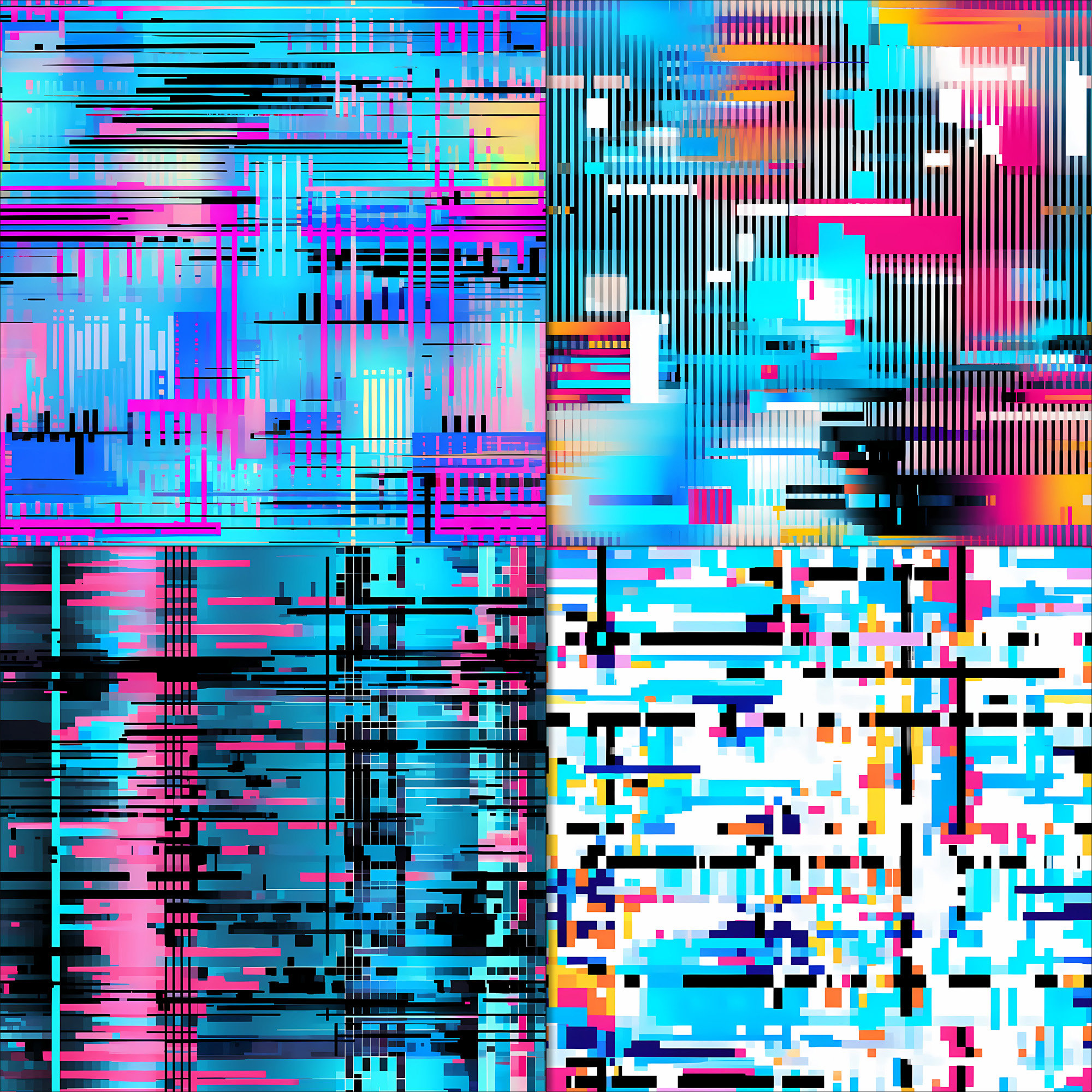 20 Seamless Digital Glitch Patterns - Matrix and Broken Electronics ...