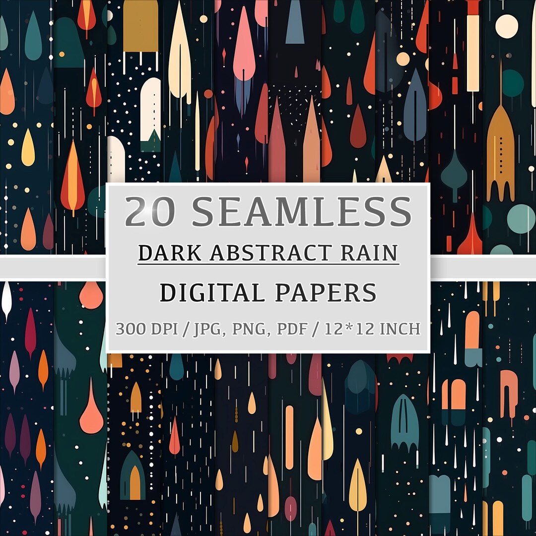 Gothic Rainfall: Set of 20 Dark Abstract Digital Paper, Digital ...