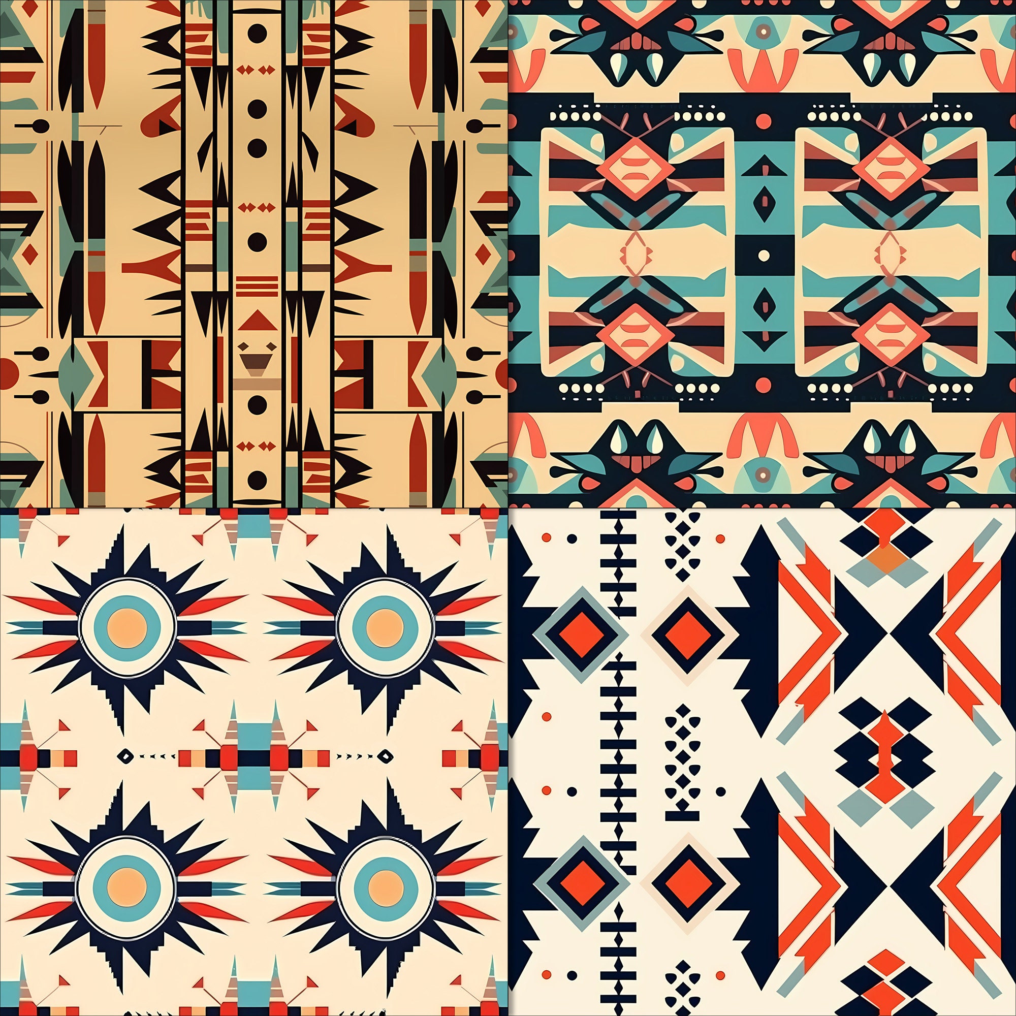 Native American-inspired Tribal Patterns: 20 Seamless Digital Papers ...