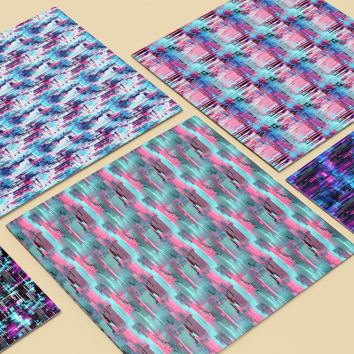 20 Seamless Digital Glitch Patterns - Matrix and Broken Electronics ...