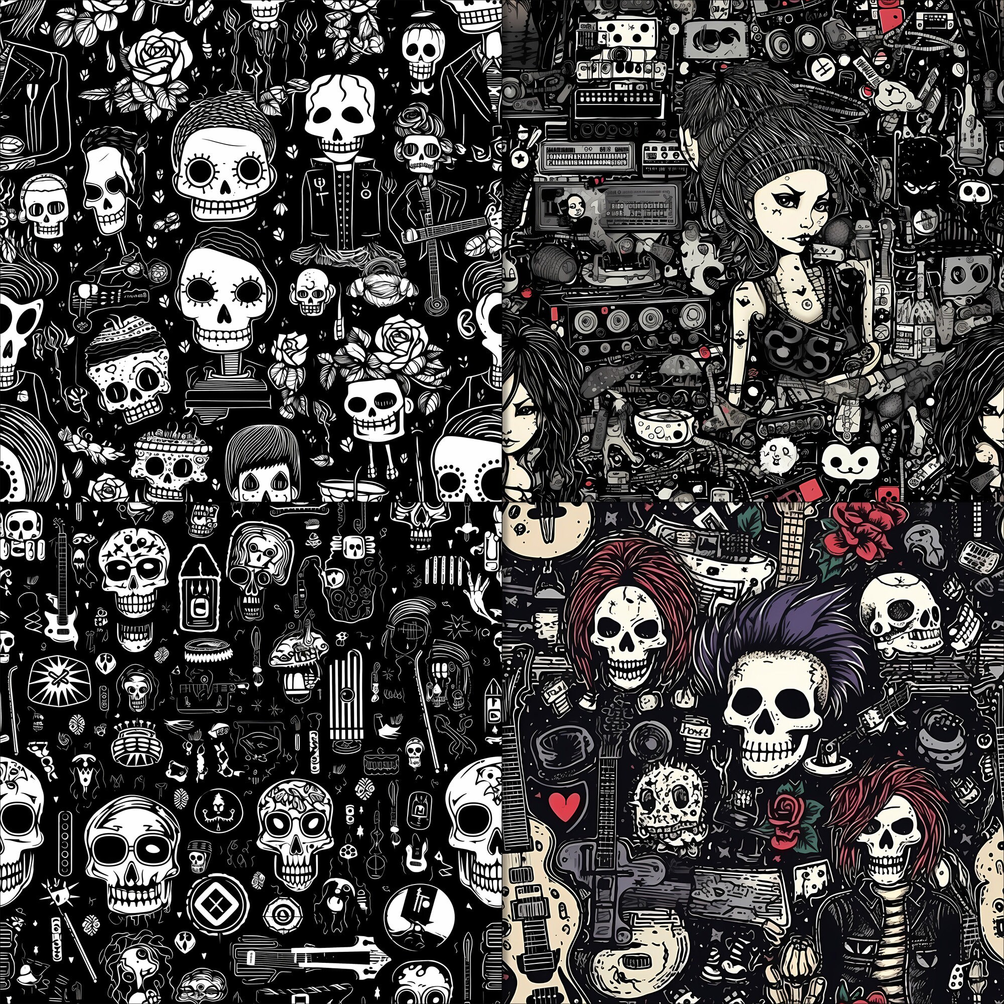 Emo Elegance: 20 Seamless Doodles Patterns, Digital Papers, Clipart ...