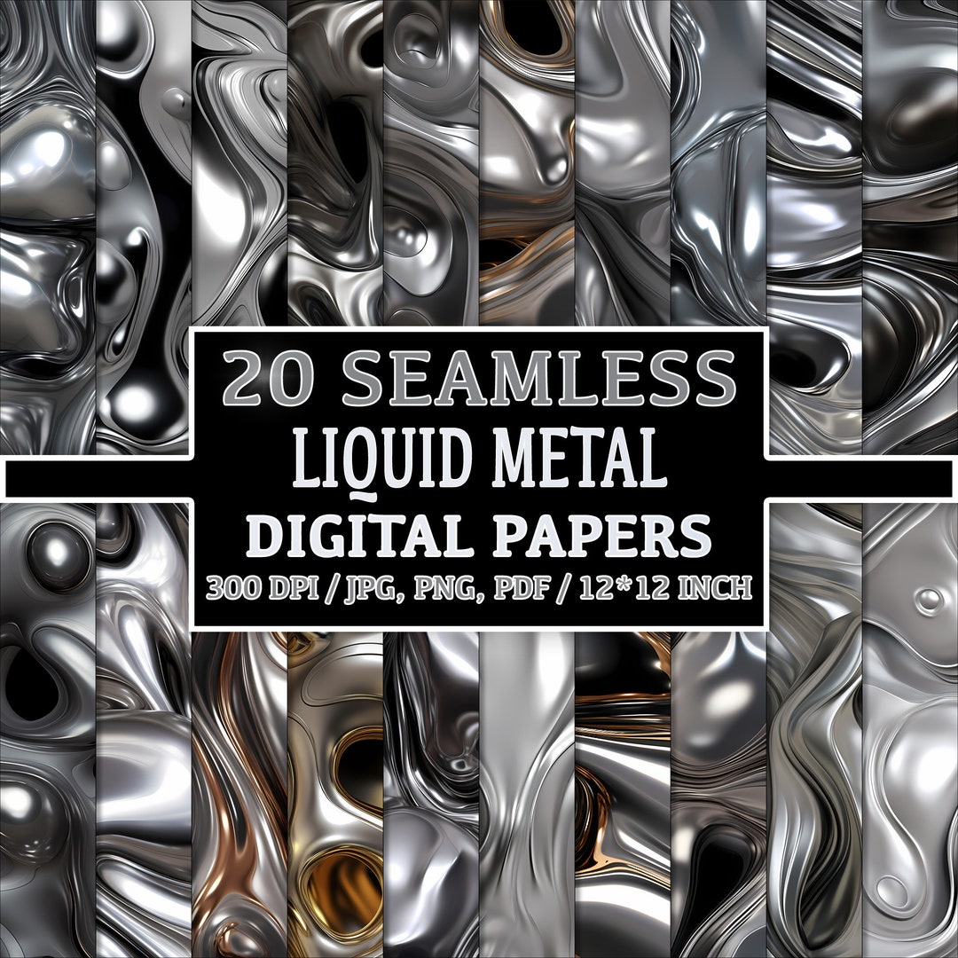 Set of 20 Seamless Liquid Metal Patterns - Terminator, Steel, Copper ...