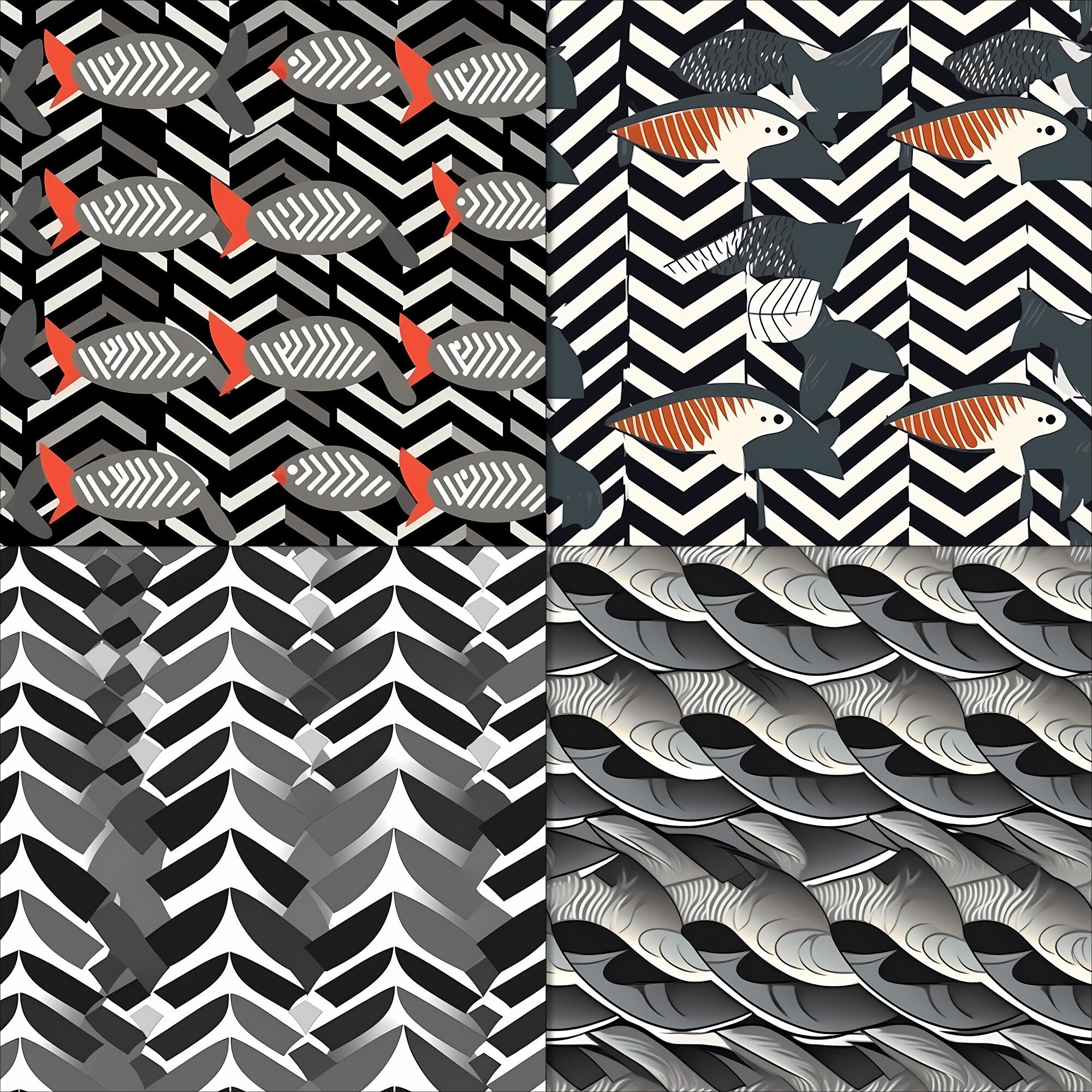 Set of 20 Herringbone Zigzag Patterns, 20 Seamless Digital Papers for ...
