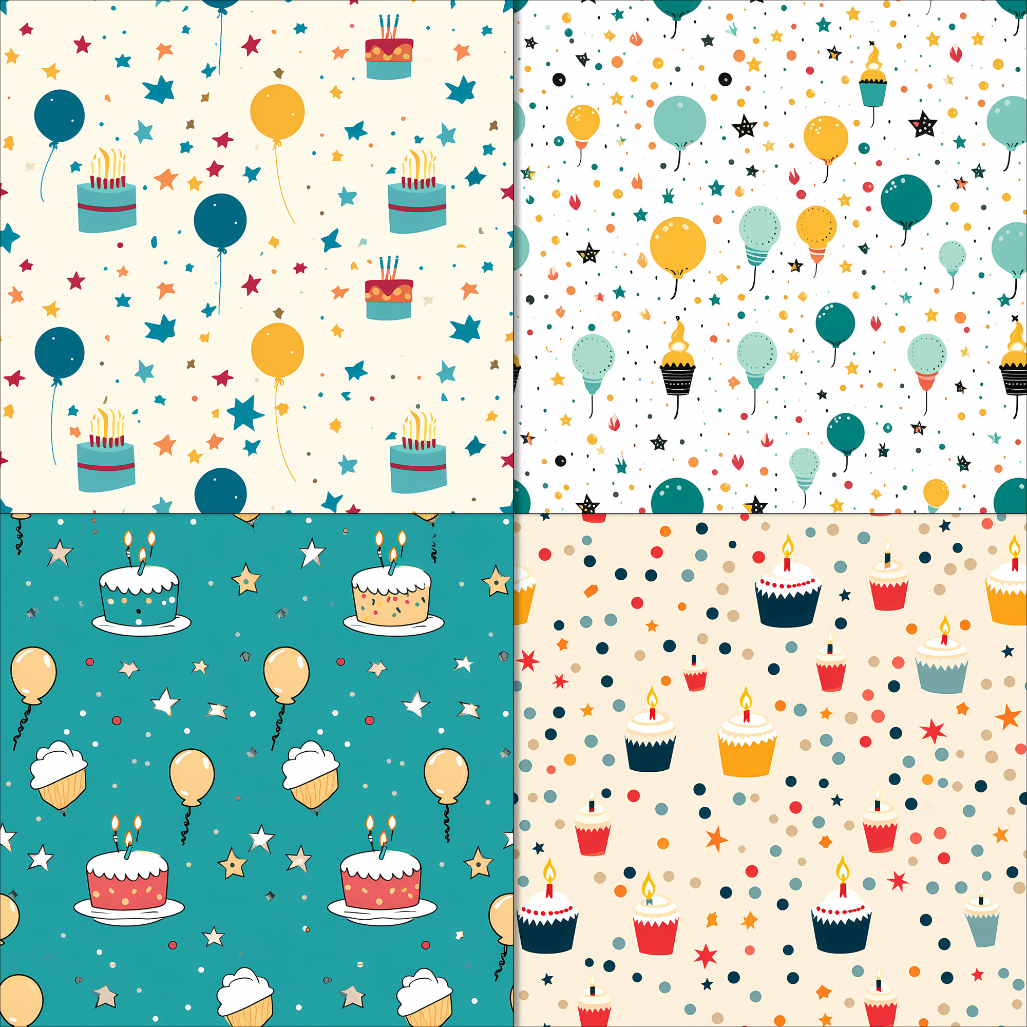 20 Seamless Happy Birthday Patterns - Digital Papers for Joyful ...