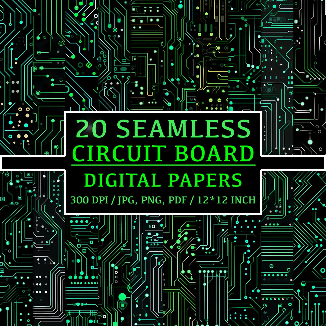 Tech-inspired Elegance: 20 Seamless Circuit Board Patterns, Digital ...