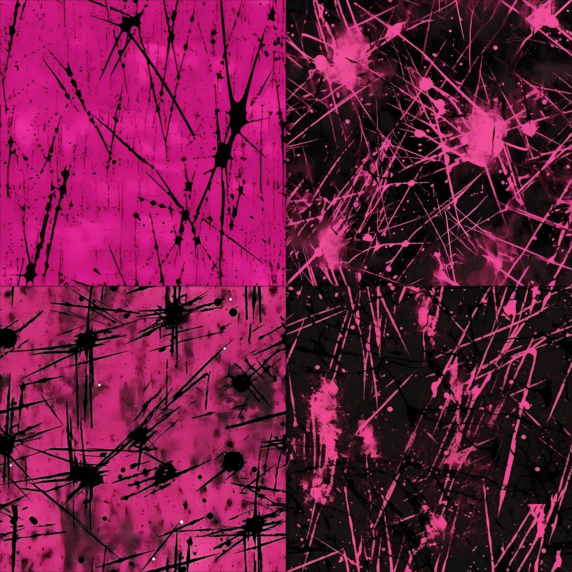 Set of 20 Pink Punk Seamless Patterns - Digital Papers With Scratches ...