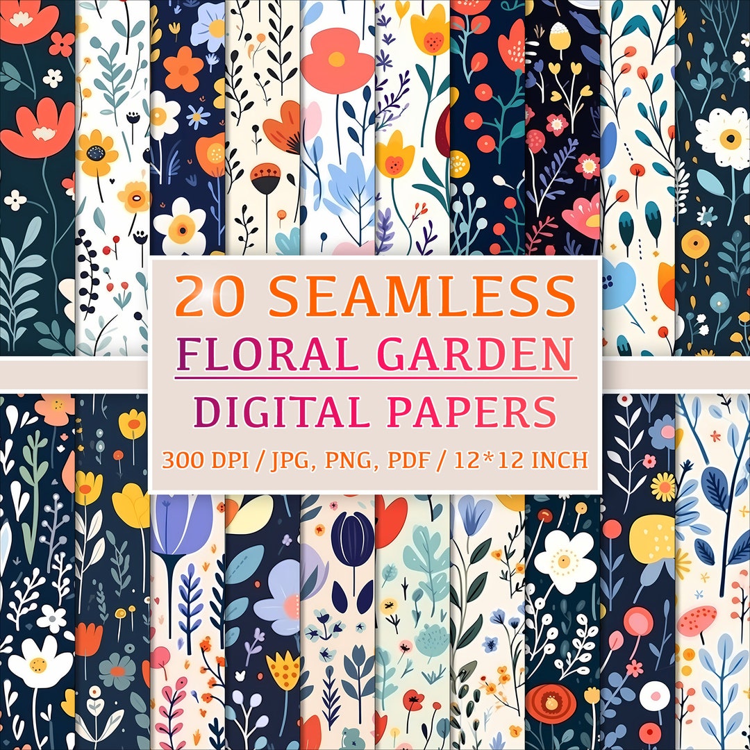 20 Seamless Floral Garden Patterns - Happy Summer Flowers, Love ...