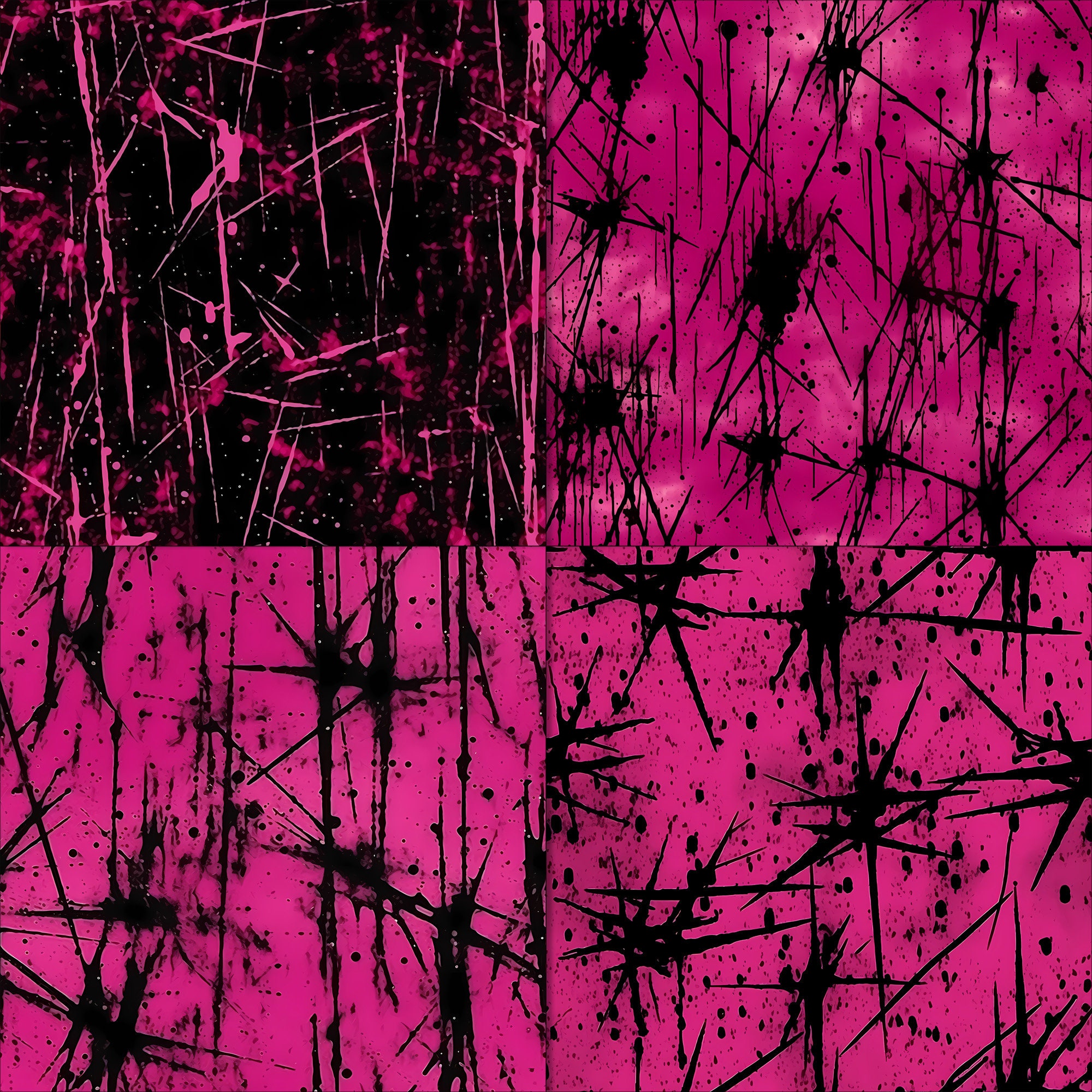 Set of 20 Pink Punk Seamless Patterns - Digital Papers With Scratches ...