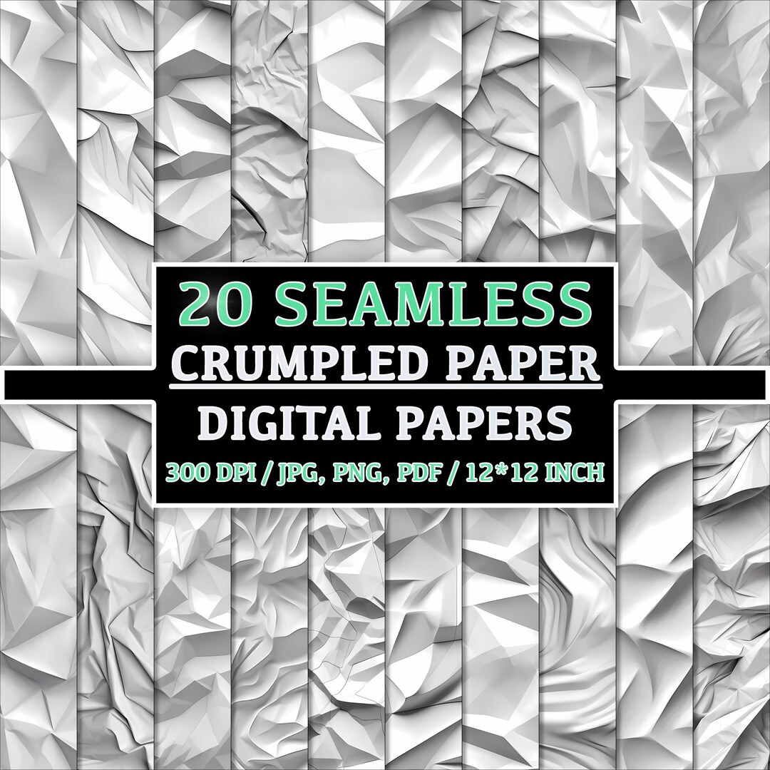 Set of 20 Seamless Patterns, Crumpled Digital Paper, Clip Art, Paper ...