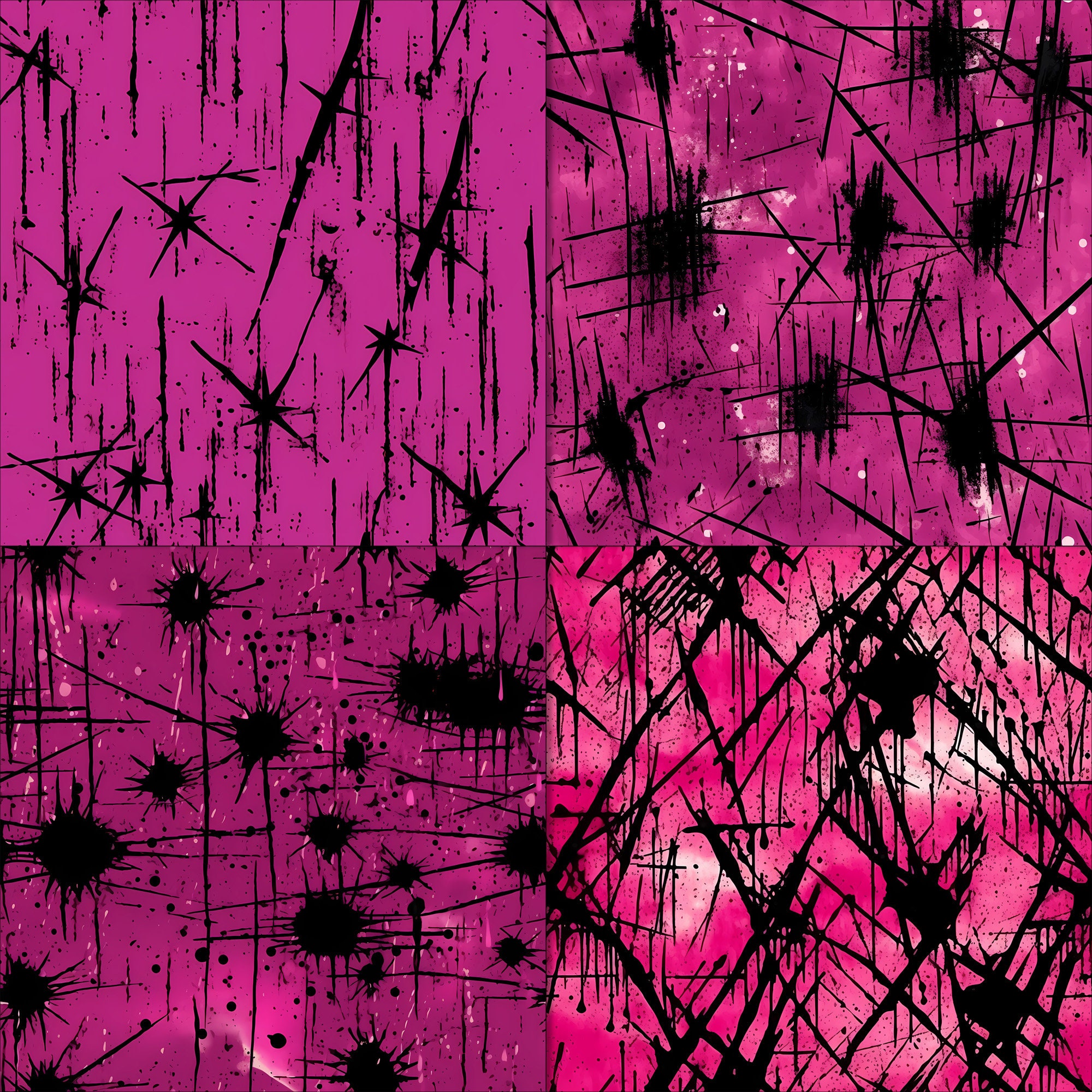 Set of 20 Pink Punk Seamless Patterns - Digital Papers With Scratches ...
