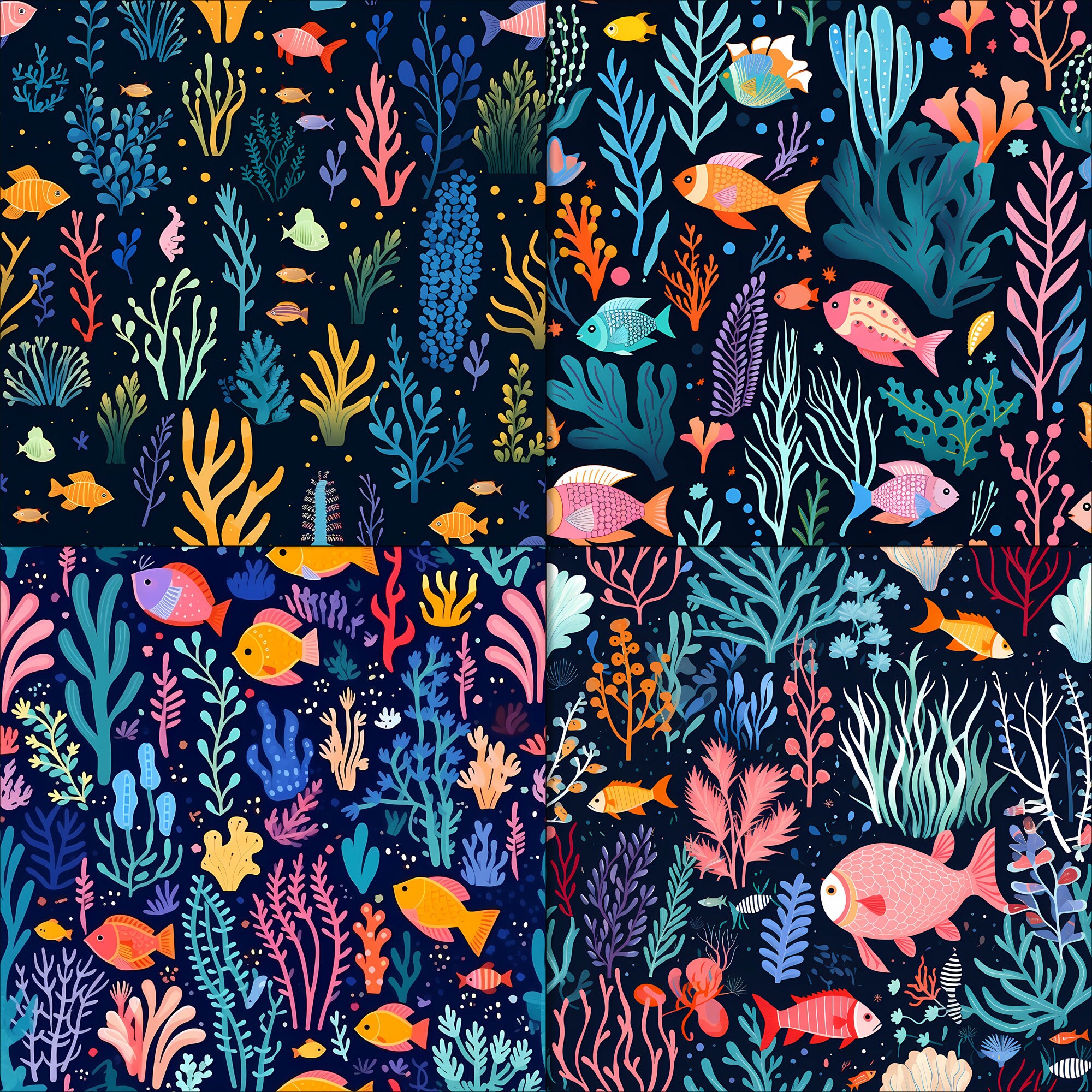 20 Seamless Underwater Wonders Patterns - Dive Into a World of Fish ...