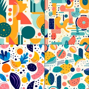 Vibrant Summer Vibes: Set of 20 Seamless Digital Papers in Bright ...