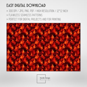 Fiery Elegance: 20 Seamless Fire Digital Paper Patterns - Hot, Lava ...