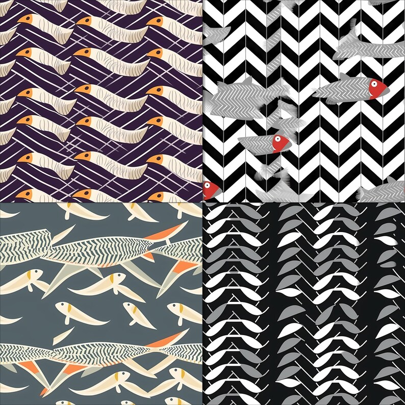Set of 20 Herringbone Zigzag Patterns, 20 Seamless Digital Papers for ...