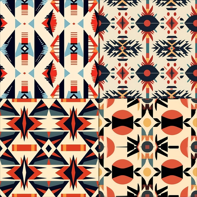 Native American-inspired Tribal Patterns: 20 Seamless Digital Papers ...