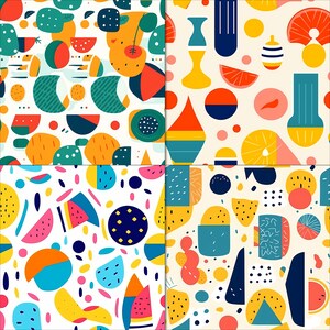 Vibrant Summer Vibes: Set of 20 Seamless Digital Papers in Bright ...