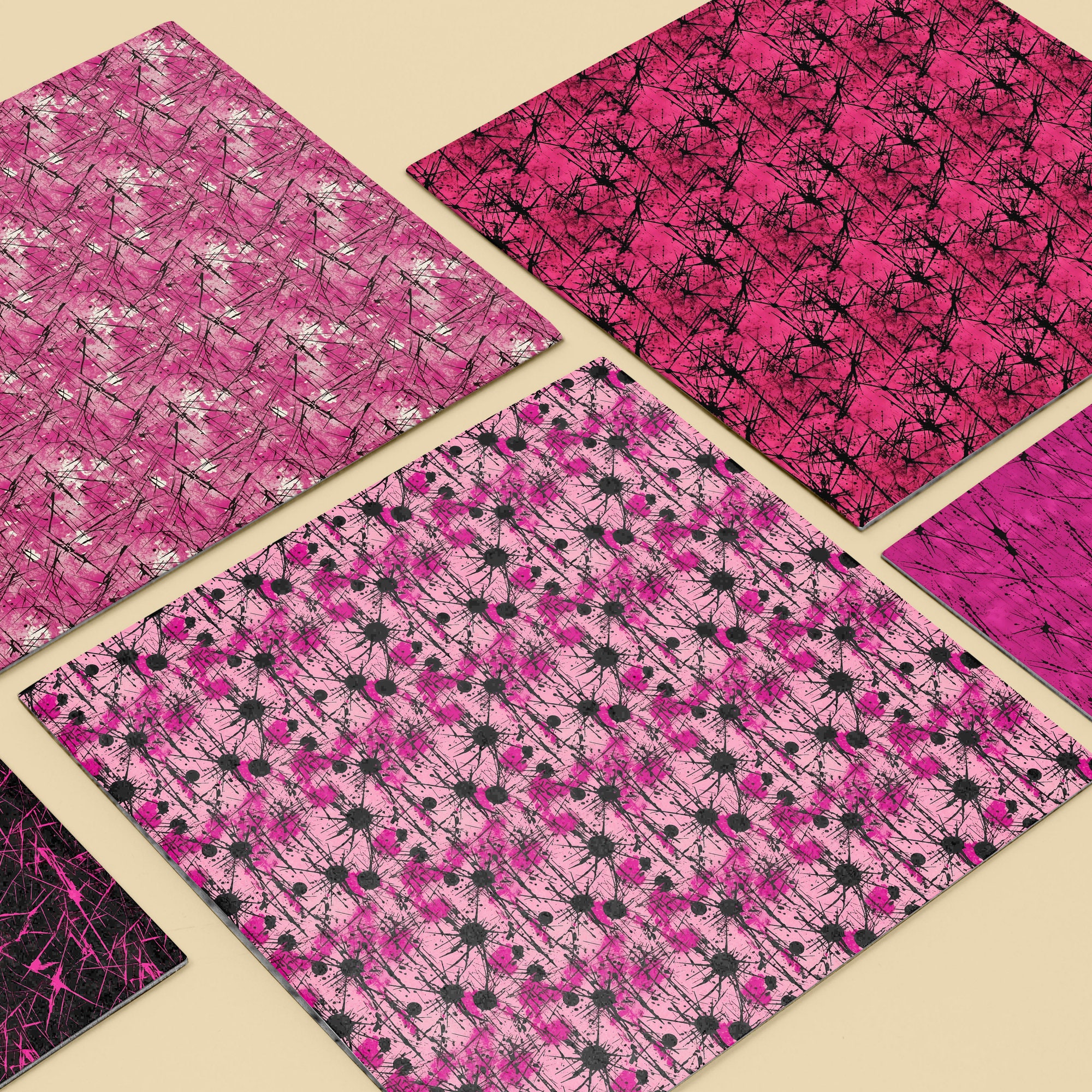 Set of 20 Pink Punk Seamless Patterns - Digital Papers With Scratches ...