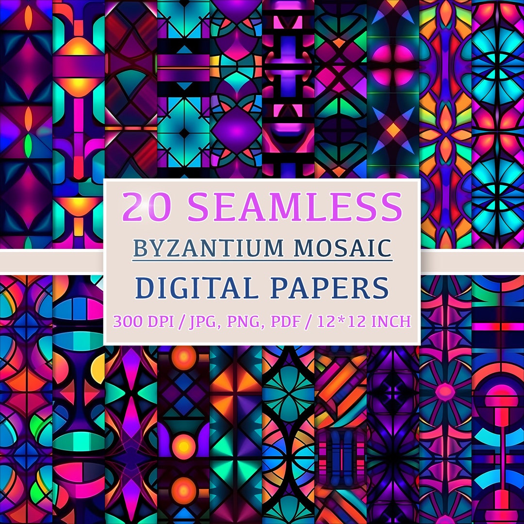 Byzantine Splendor: 20 Mosaic-inspired Digital Papers, Church Windows ...