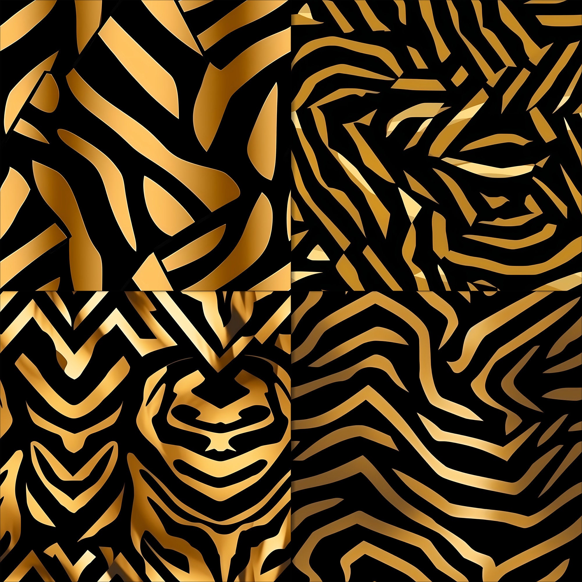 Regal Tiger Stripes: 20 Seamless Black and Gold Patterns for Clipart ...