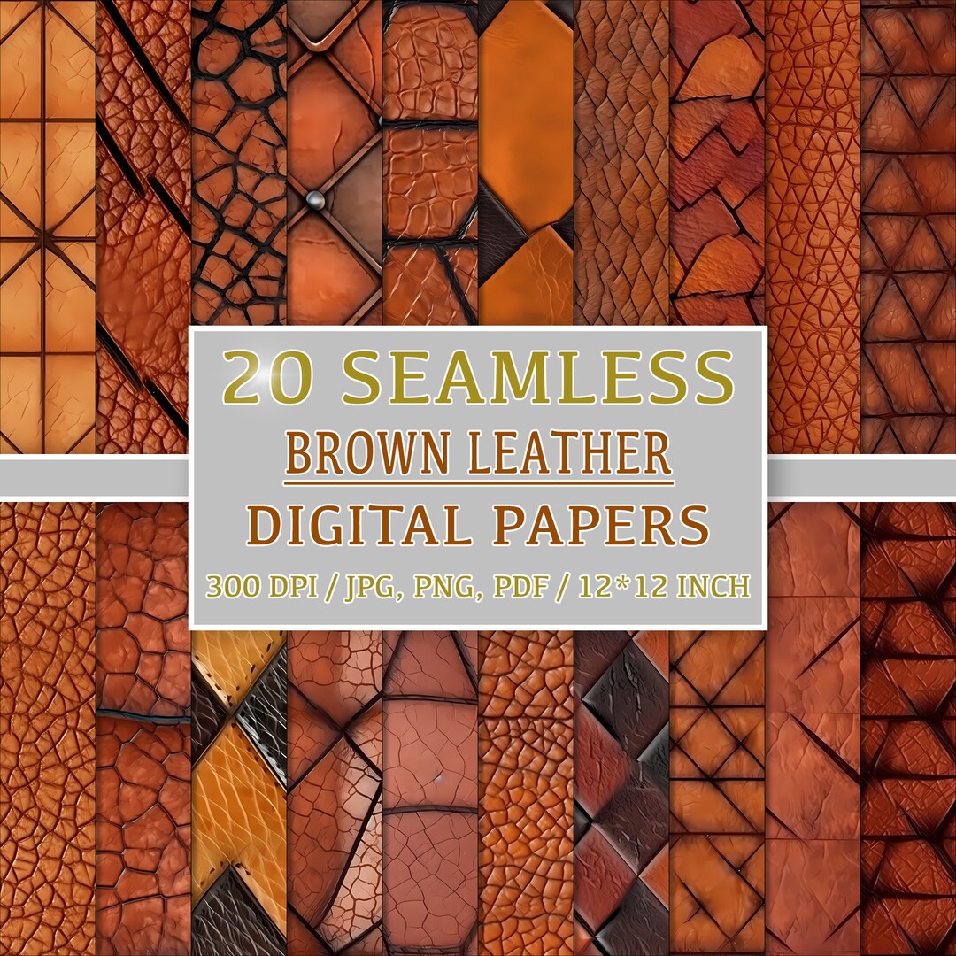Rustic Luxe: 20 Seamless Brown Leather Patterns for Digital ...
