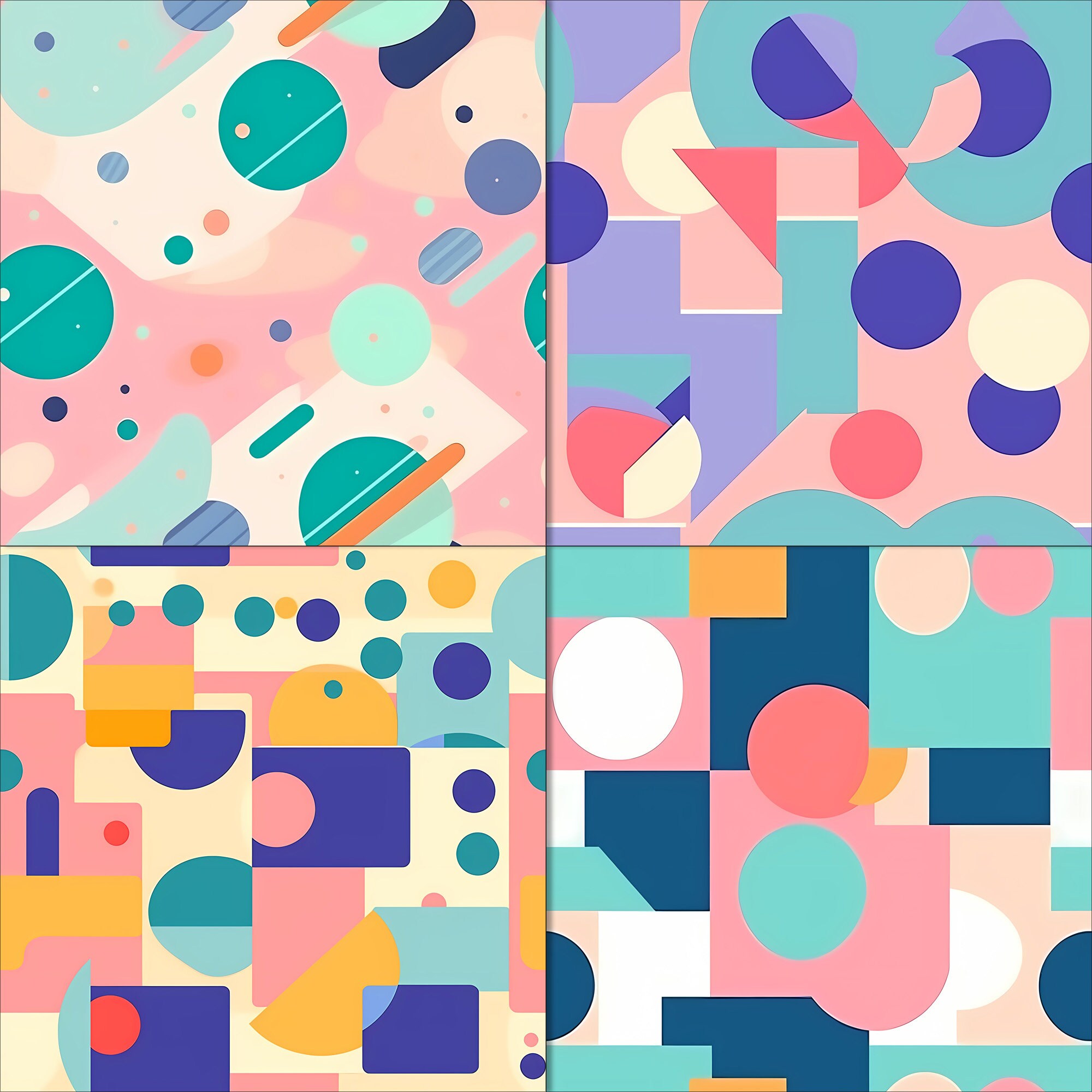 20 Seamless 80s/90s Patterns, Retro Pastel Shapes, Digital Papers ...