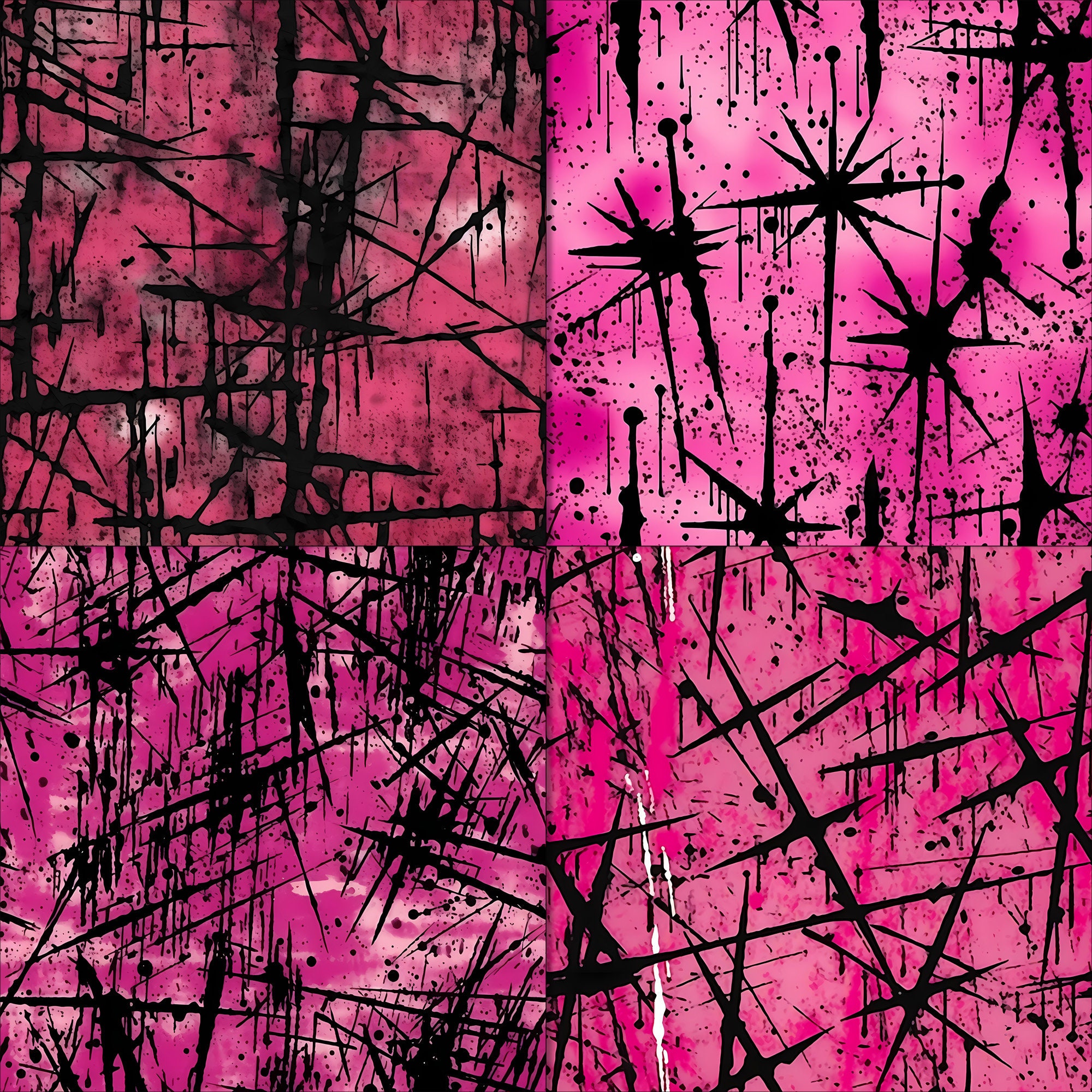 Set of 20 Pink Punk Seamless Patterns Digital Papers With - Etsy