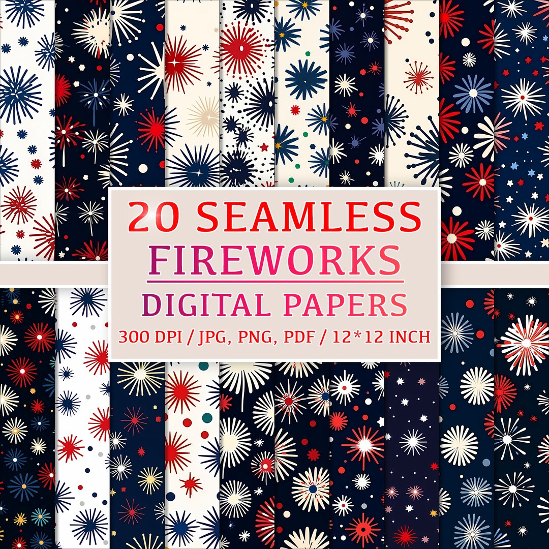 20 Seamless Subtle Fireworks Patterns - Celebration and 4th of July ...
