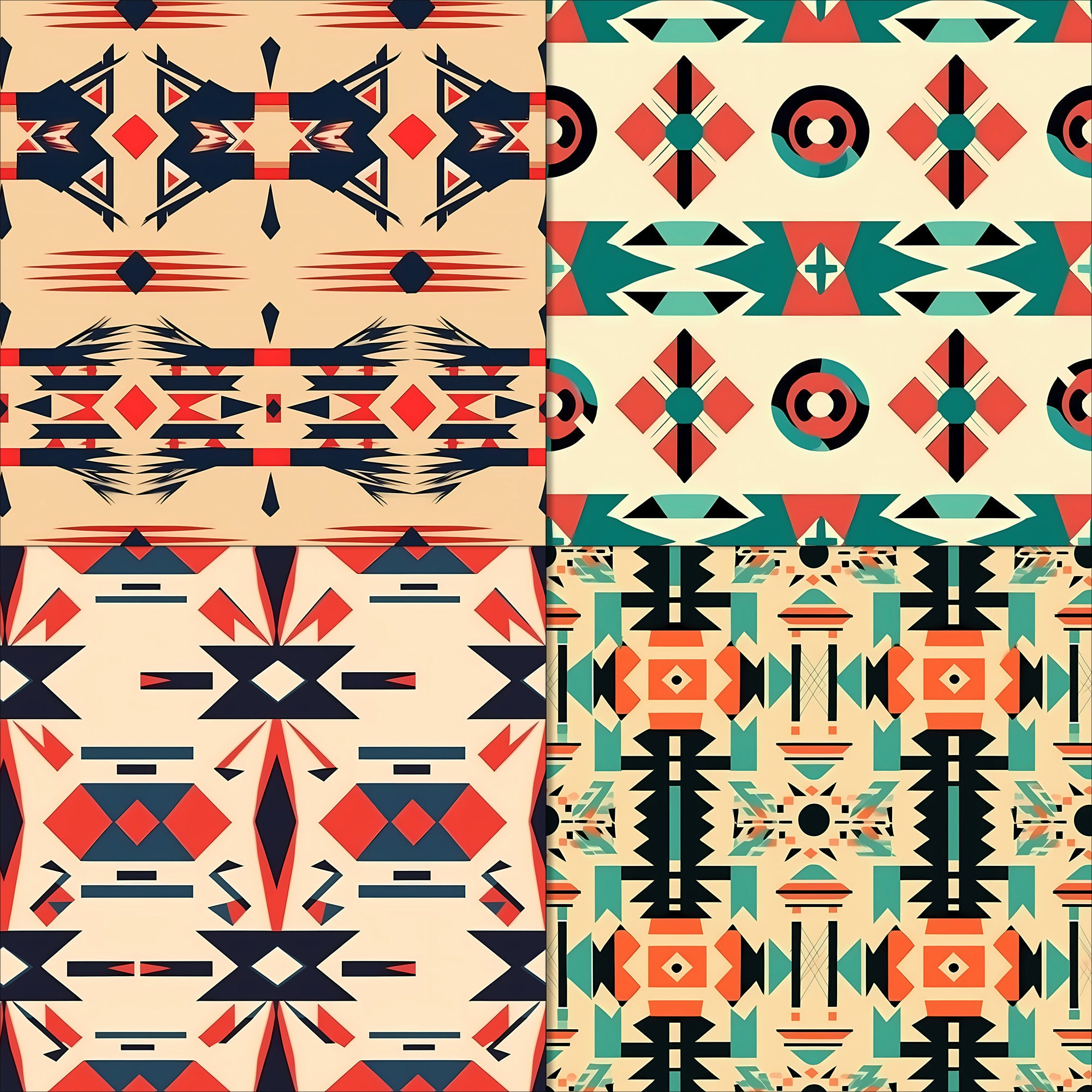 Native American-inspired Tribal Patterns: 20 Seamless Digital Papers ...