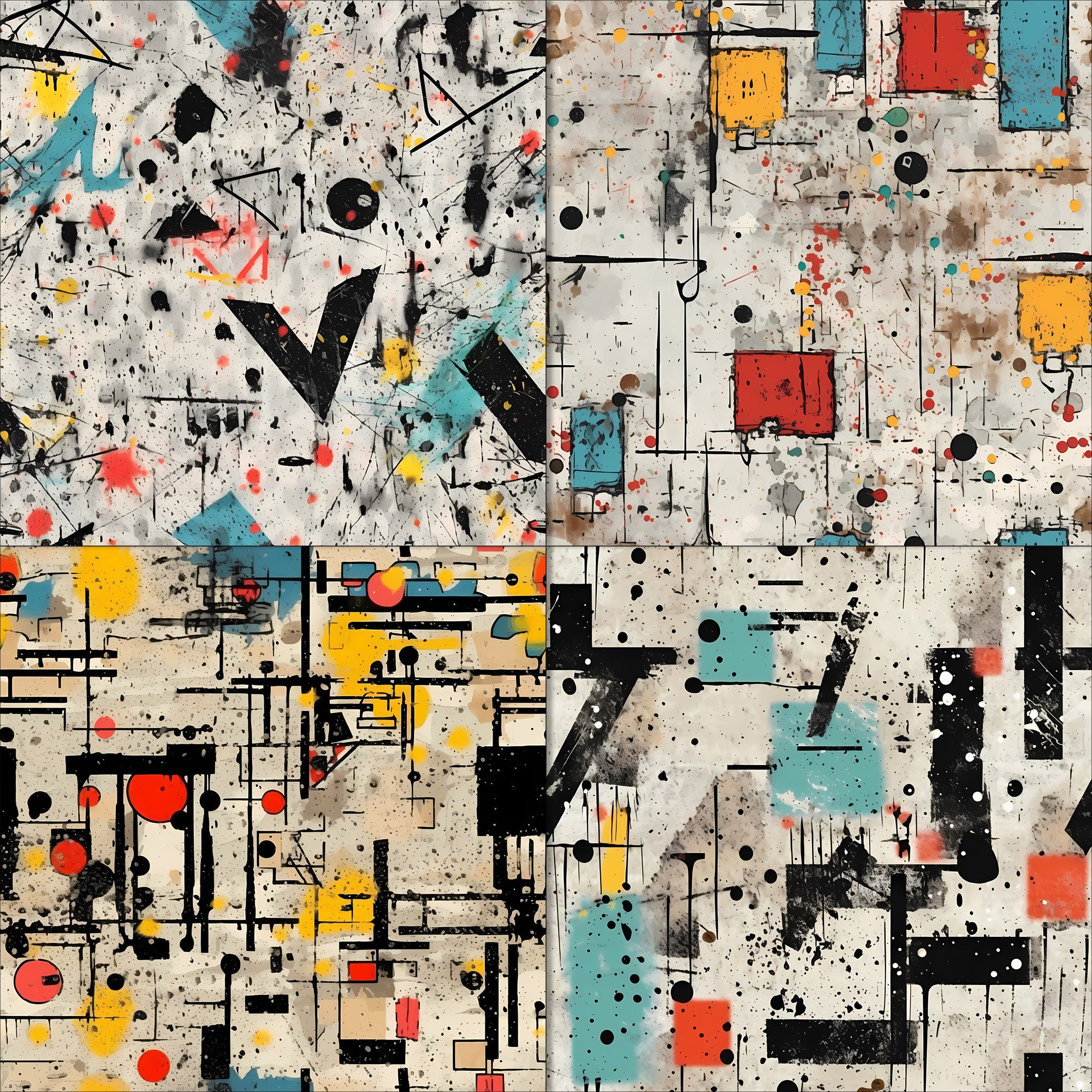 20 Seamless Grunge Graffiti Patterns - Punk Urban Digital Papers for ...