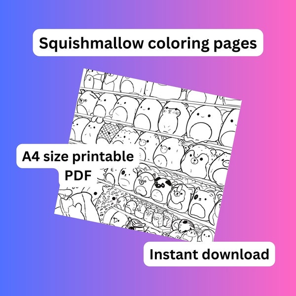 Squishmallow Printable Coloring Pages - Etsy