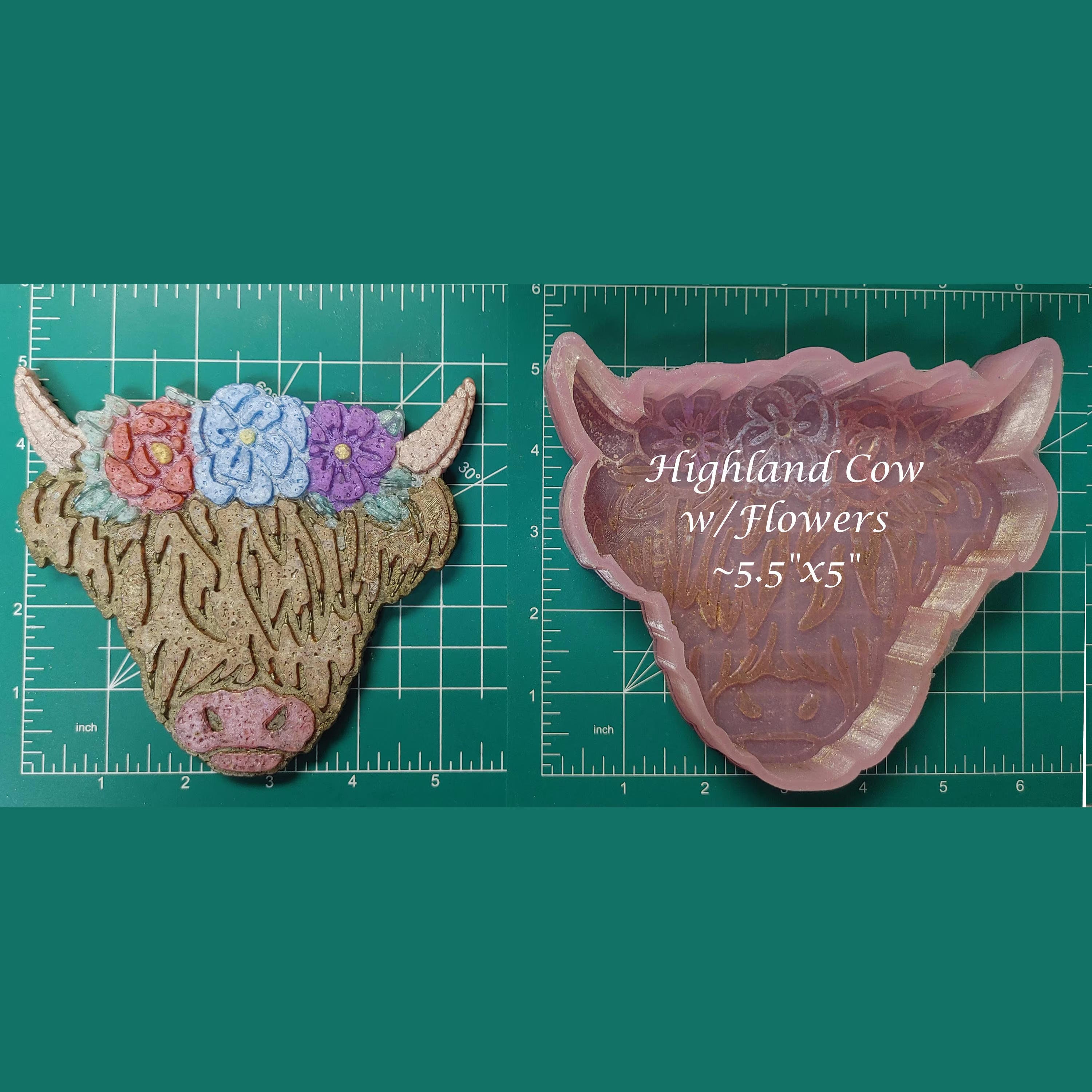 Highland Cow With Flowers Freshie Mold Silicone Mold - Etsy