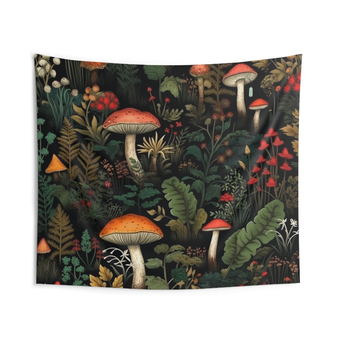 Dark Forest Mushrooms Ferns Indoor Wall Tapestries - Etsy