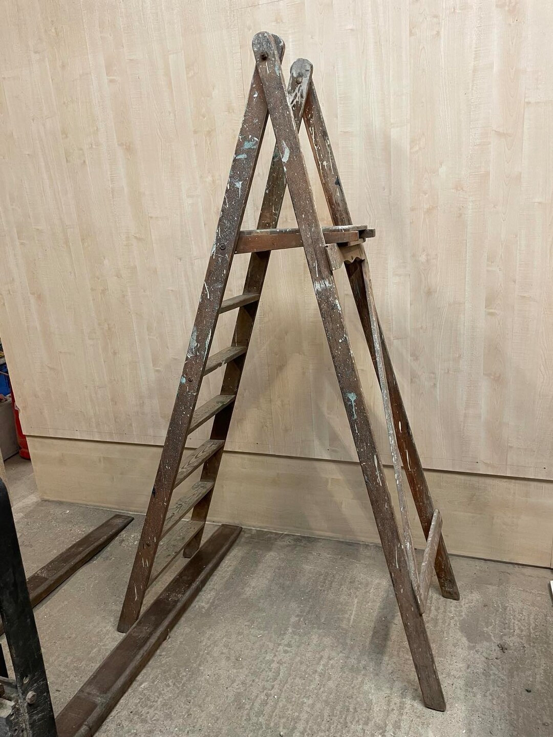 Vintage Antique Wooden Decorators Step Ladder (please Read Description ...