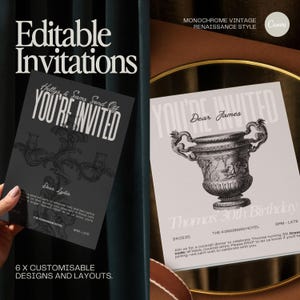 Vintage Renaissance Invitation Templates: Editable Canva Designs ...