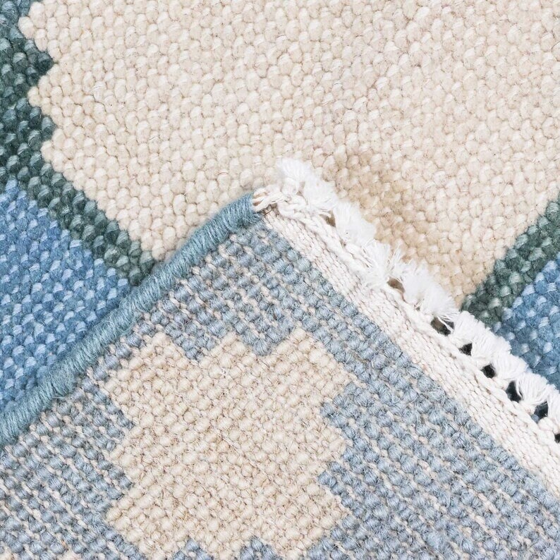 9X12 Sky Blue Beige and Green Hand Knotted Rug Made to Order in Any ...