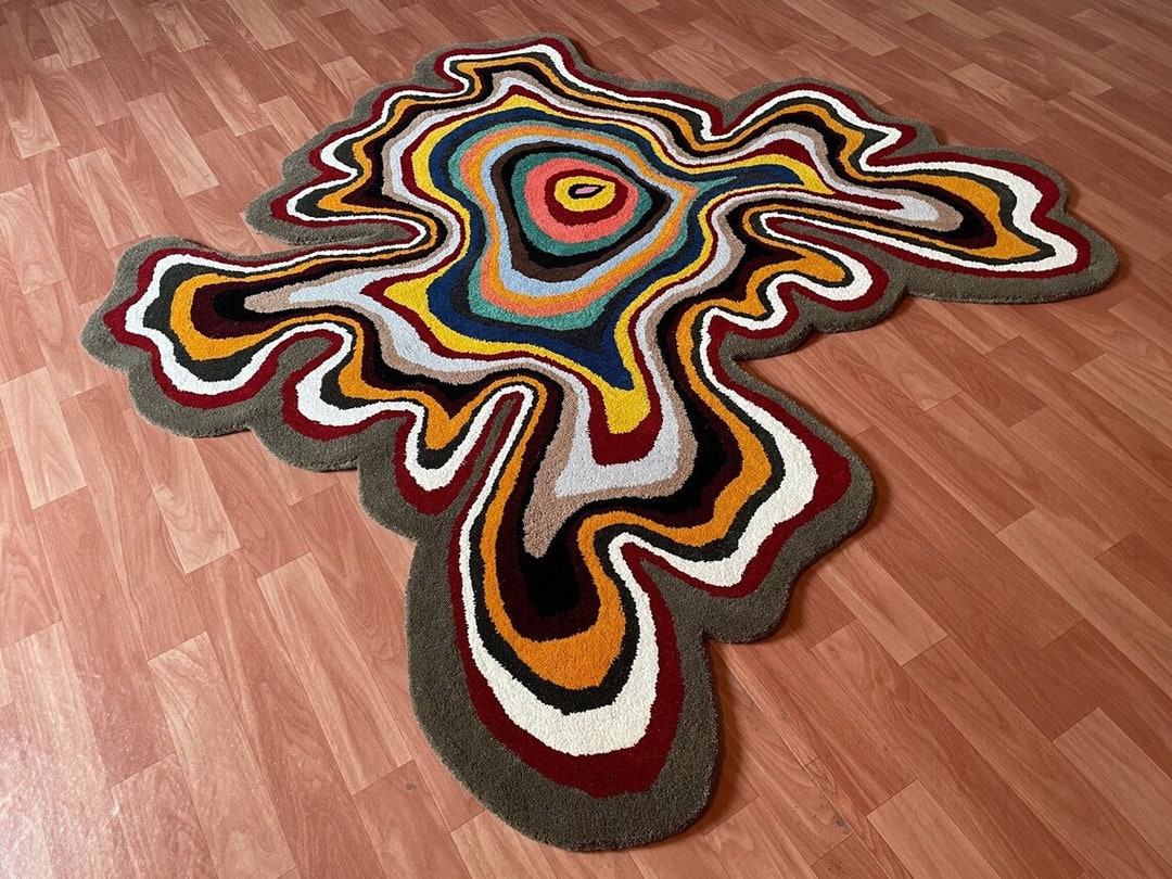 Irregular Shaped Rug Modern Hand Tufted 100% Wool Rug for - Etsy