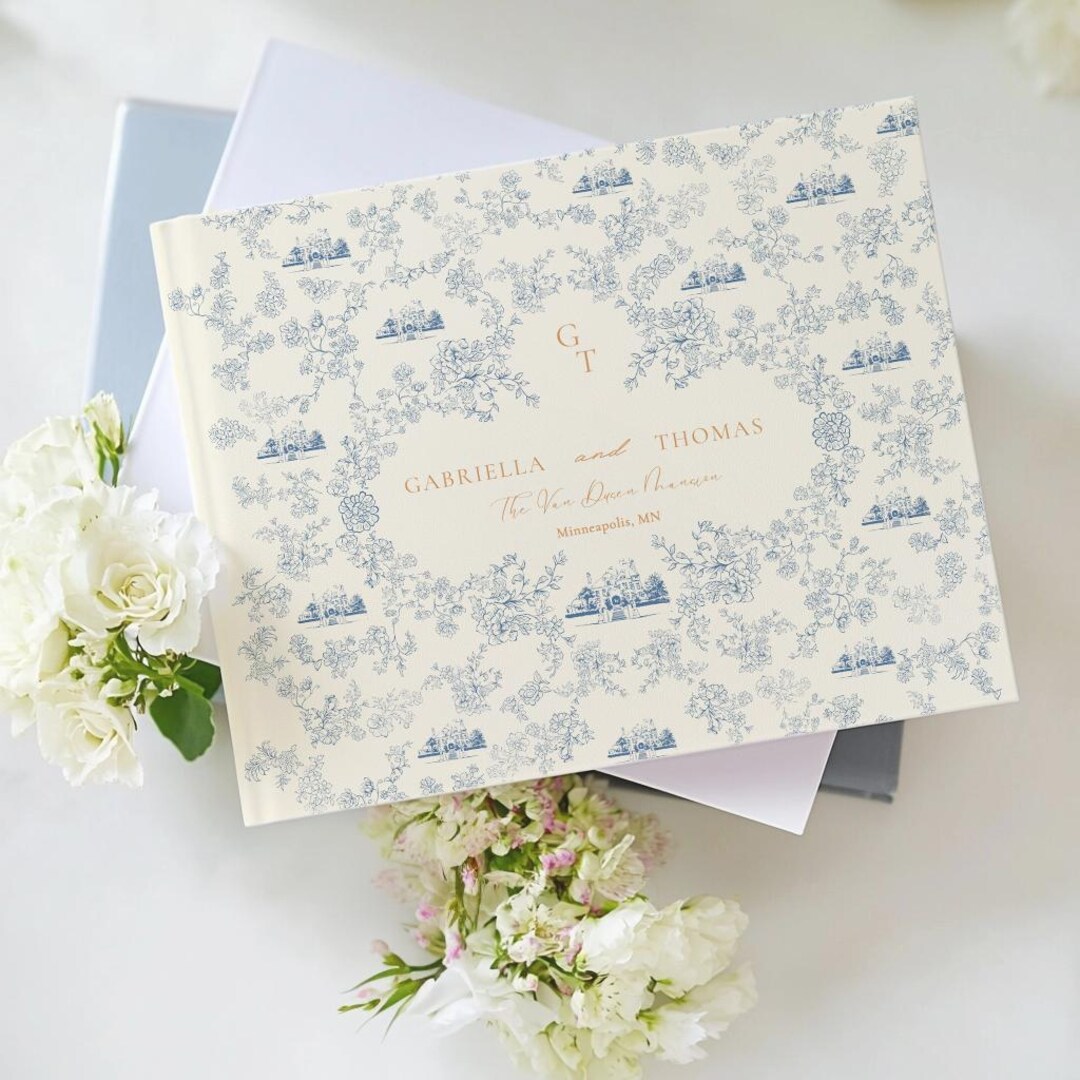 Custom Toile De Jouy Wedding Guest Book Customized for Guest Book ...