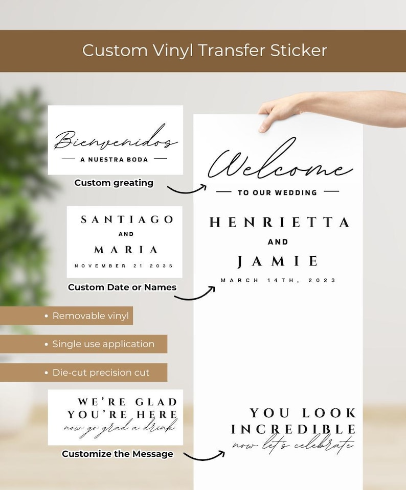 Welcome Wedding Sign Customizable Names Wedding Mirror Decal for Mirror ...