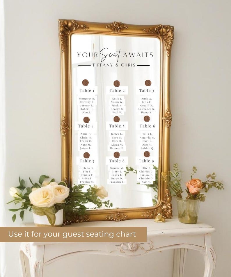 Our Favorite People Mirror Wedding Sticker for Seating Chart Wedding ...