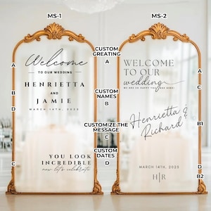 Welcome Wedding Sign | Customizable Names - Wedding Mirror Decal for ...