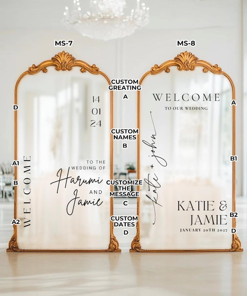 Wedding Selfie Mirror Welcome Sign With Names Custom Welcome Sign ...
