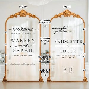 Welcome Wedding Sign | Customizable Names - Wedding Mirror Decal for ...