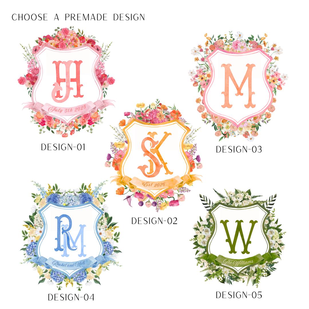 Colorful Custom Wedding Monogram Crest, Custom Wedding Crest Event ...
