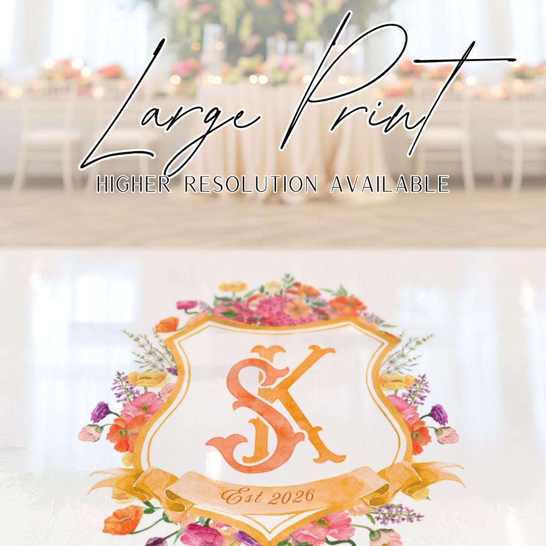 Colorful Custom Wedding Monogram Crest, Custom Wedding Crest Event ...