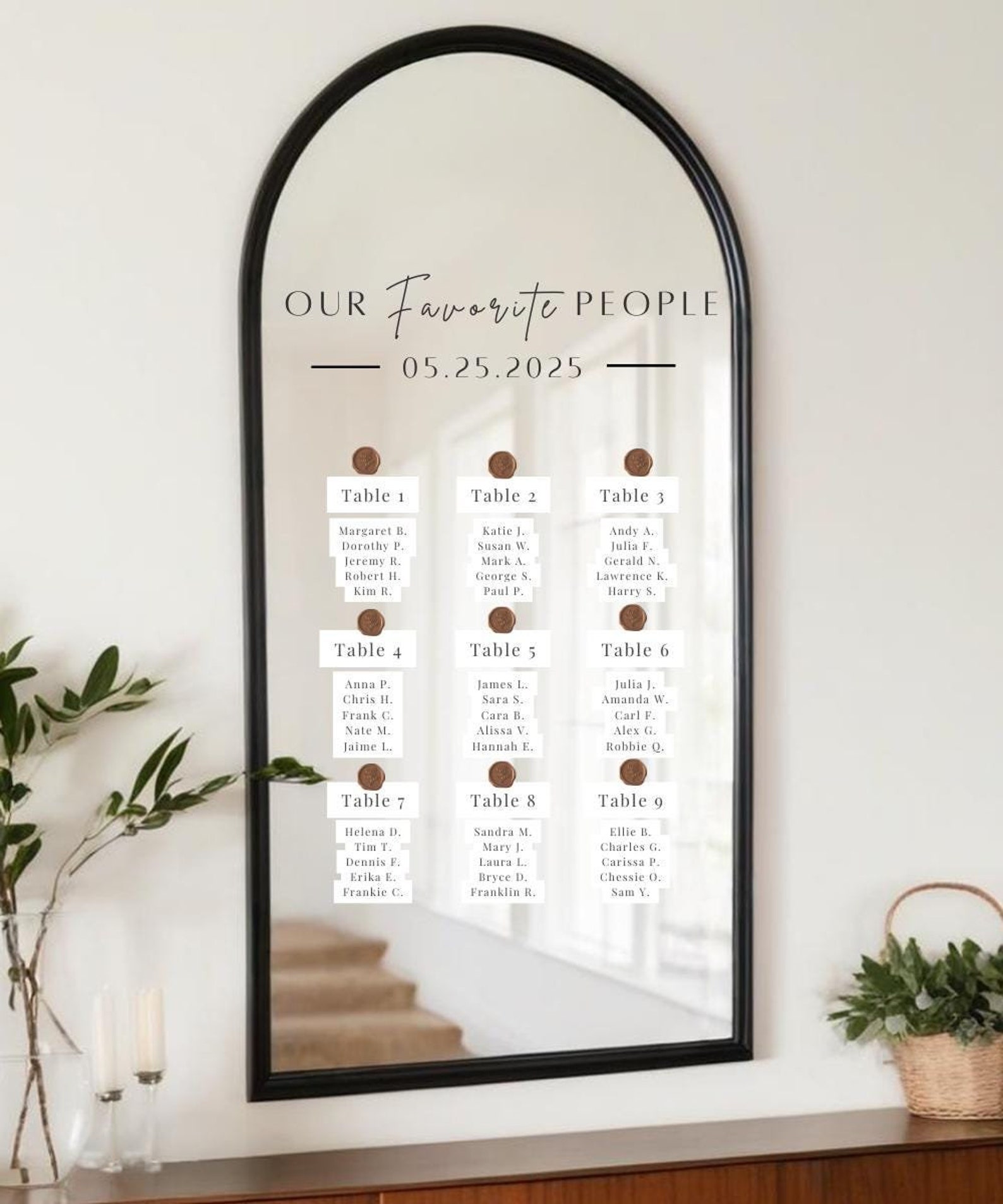 Our Favorite People Mirror Wedding Sticker for Seating Chart Wedding ...
