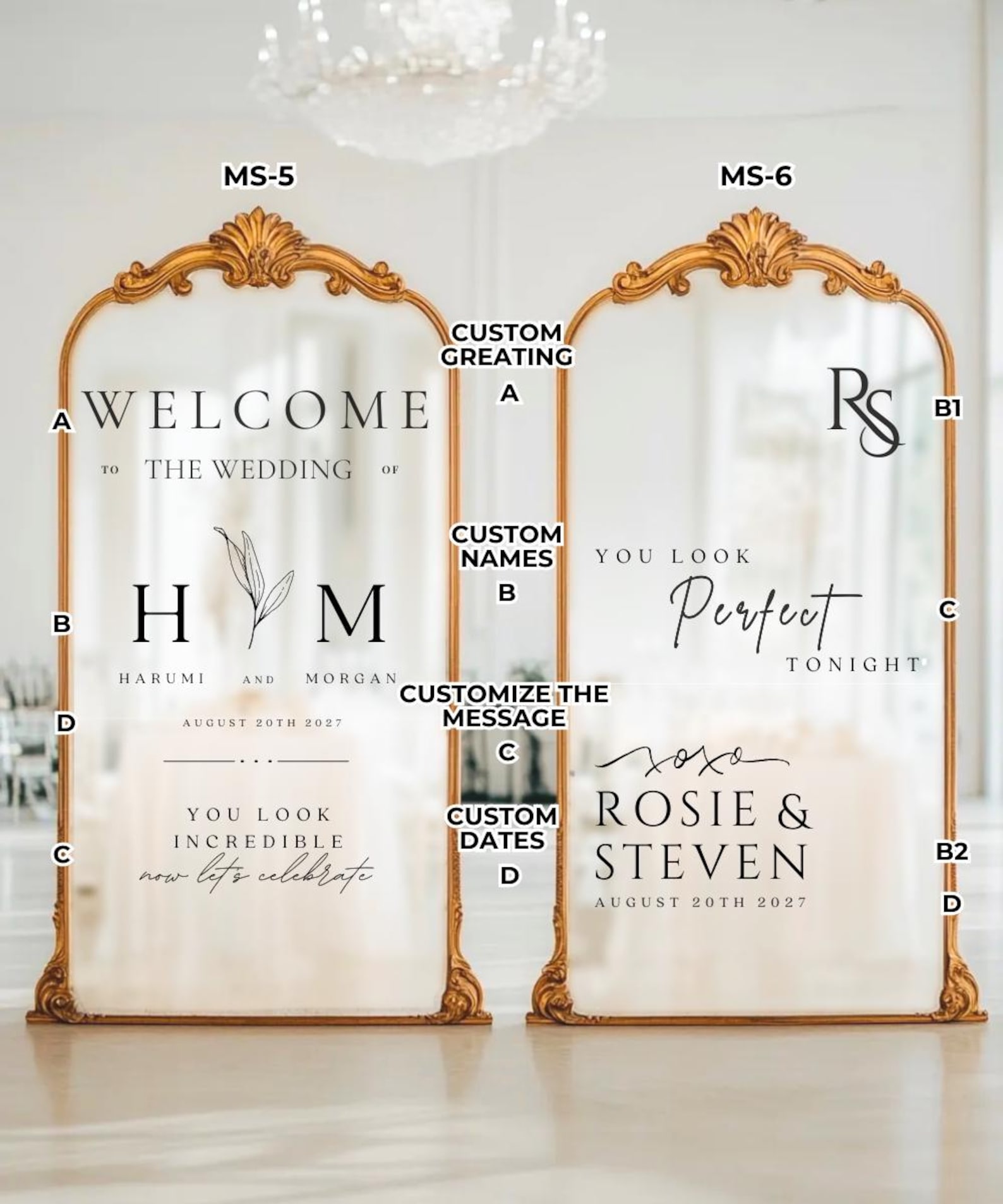 Wedding Selfie Mirror Welcome Sign With Names | Custom Welcome Sign ...