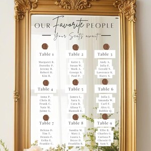 Our Favorite People Mirror Wedding Sticker for Seating Chart | Wedding ...
