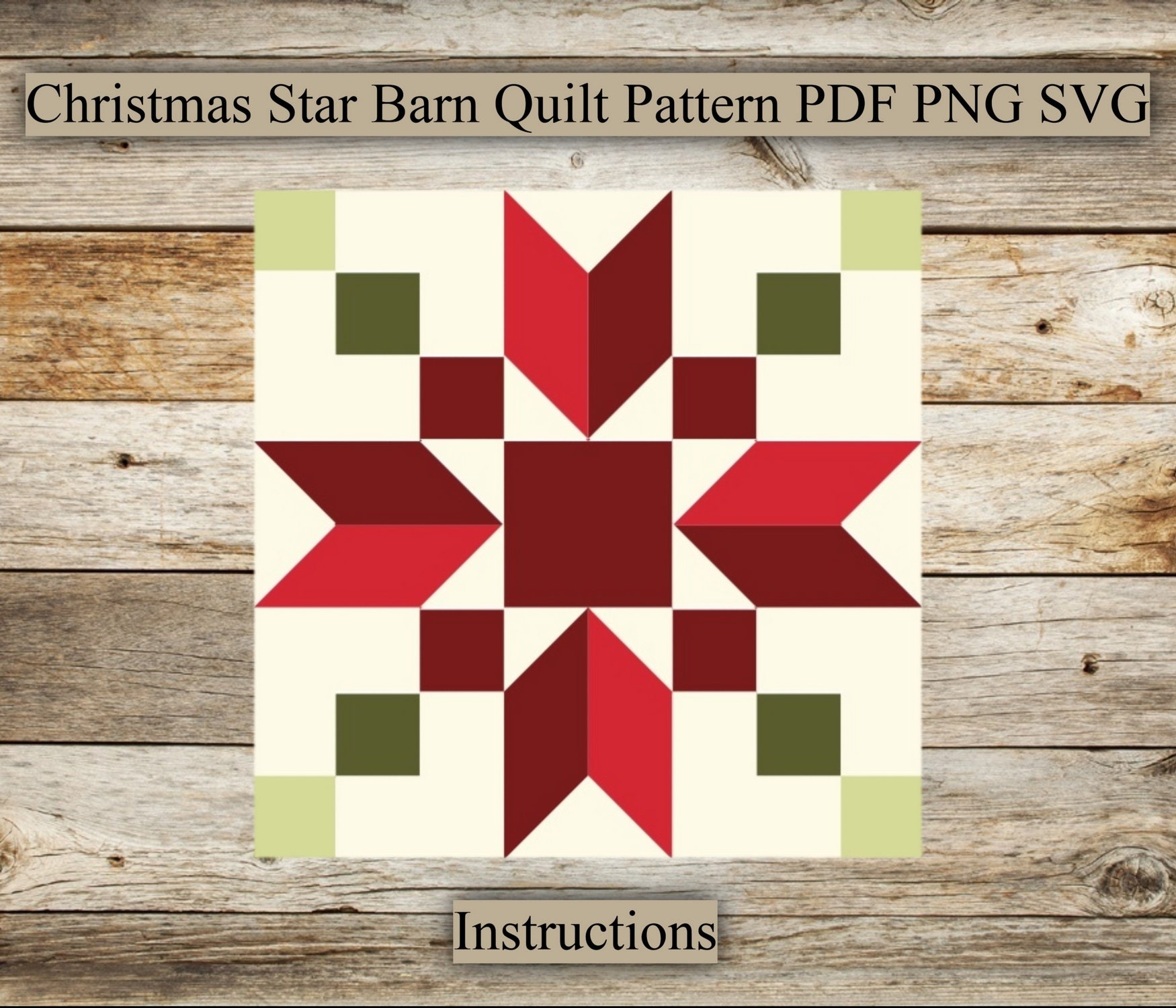Christmas Star 1, Barn Quilt Pattern, Barn Quilt Laser Cut File, Barn ...